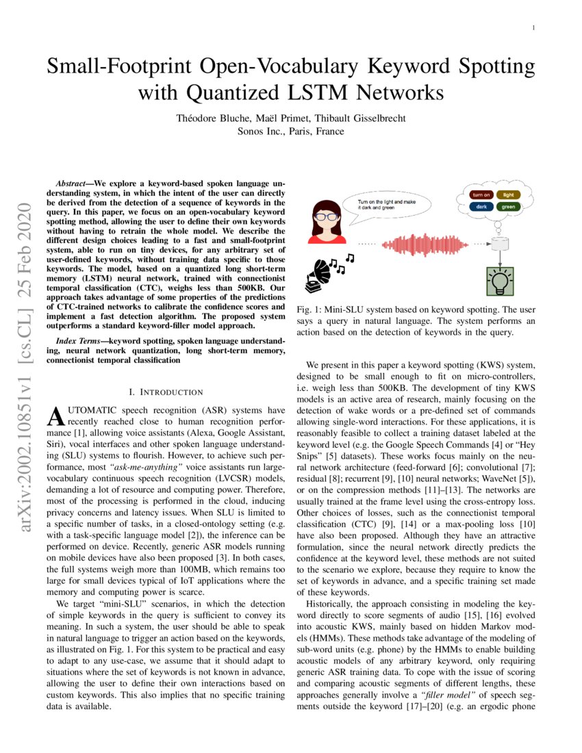 Small Footprint Open Vocabulary Keyword Spotting With Quantized Lstm