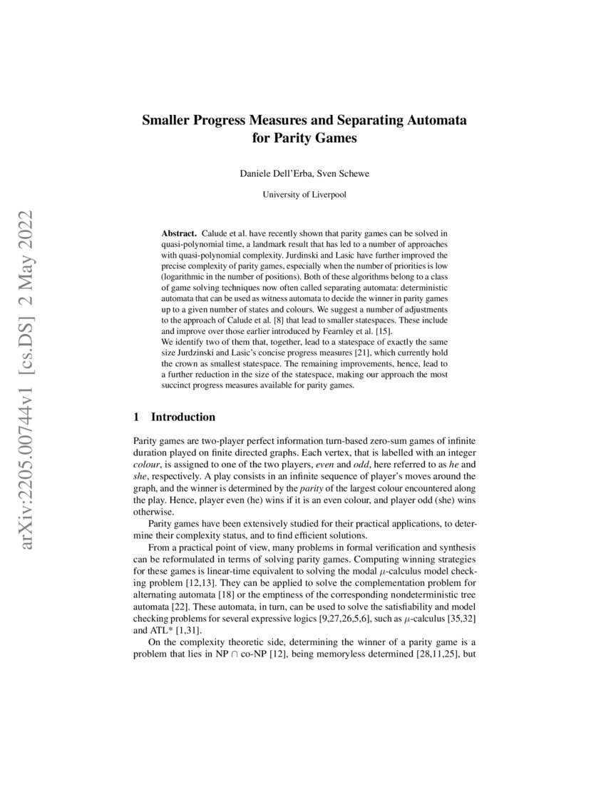 Smaller Progress Measures And Separating Automata For Parity Games Deepai