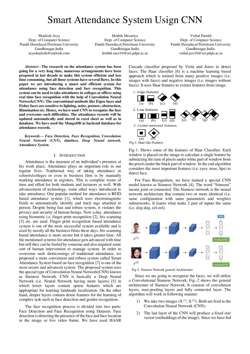 Smart Attendance System Usign CNN | DeepAI