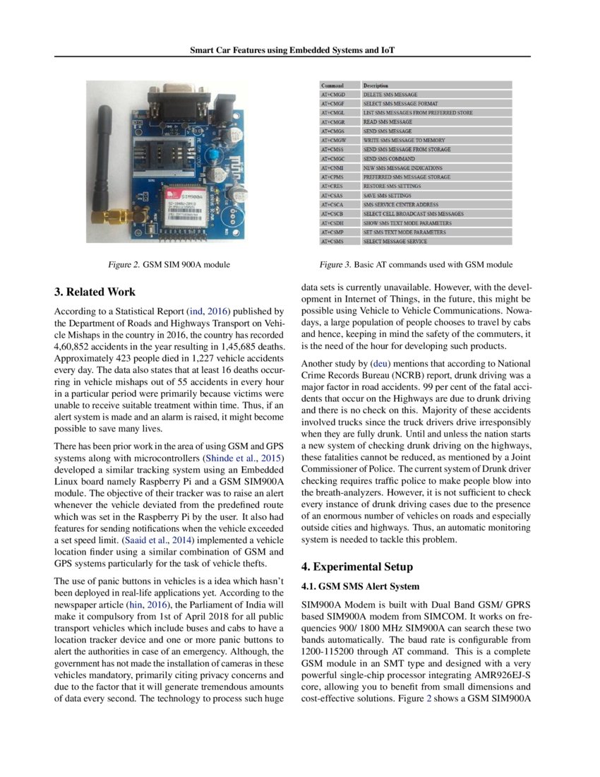 Smart Car Features using Embedded Systems and IoT | DeepAI