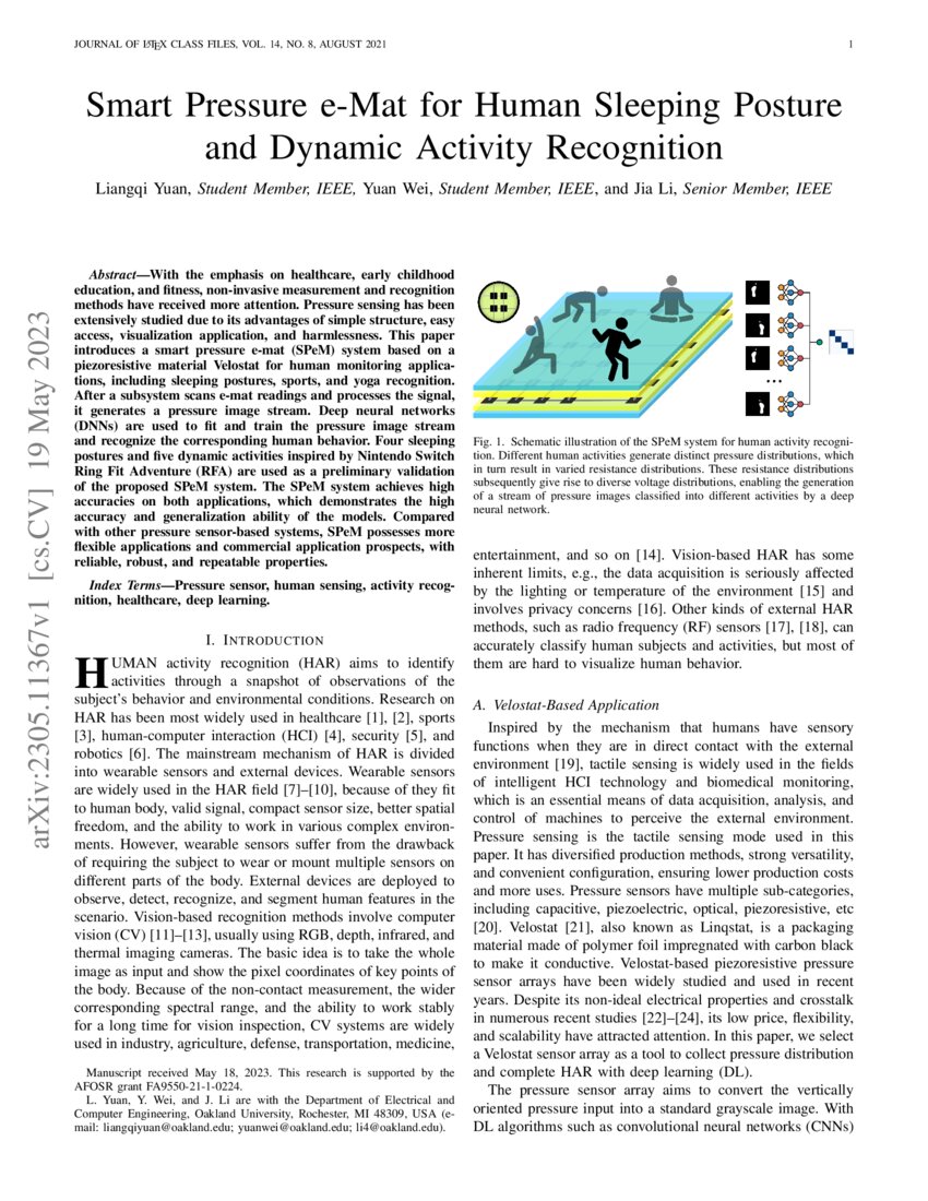 Smart Pressure e-Mat for Human Sleeping Posture and Dynamic Activity Recognition | DeepAI