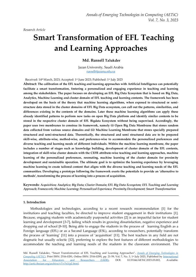 Smart Transformation of EFL Teaching and Learning Approaches | DeepAI