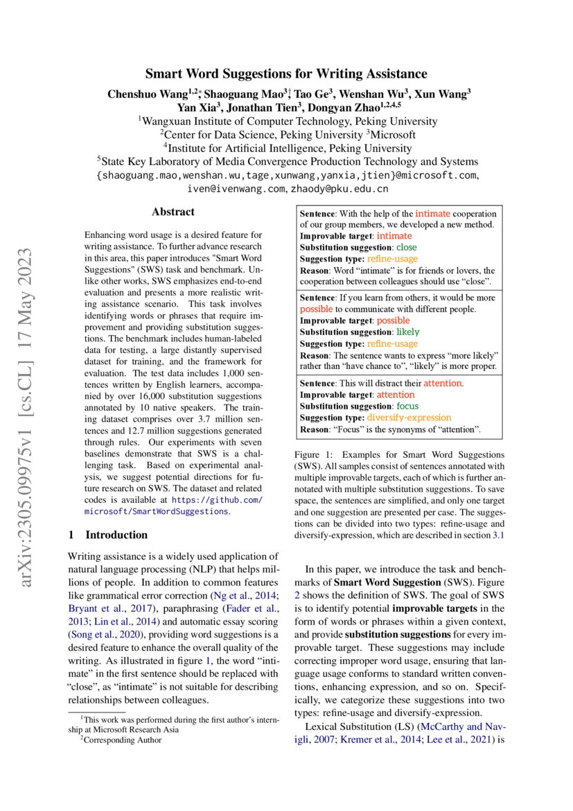 Smart Word Suggestions for Writing Assistance | DeepAI