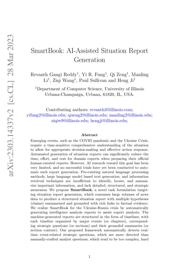 SmartBook: AI-Assisted Situation Report Generation | DeepAI