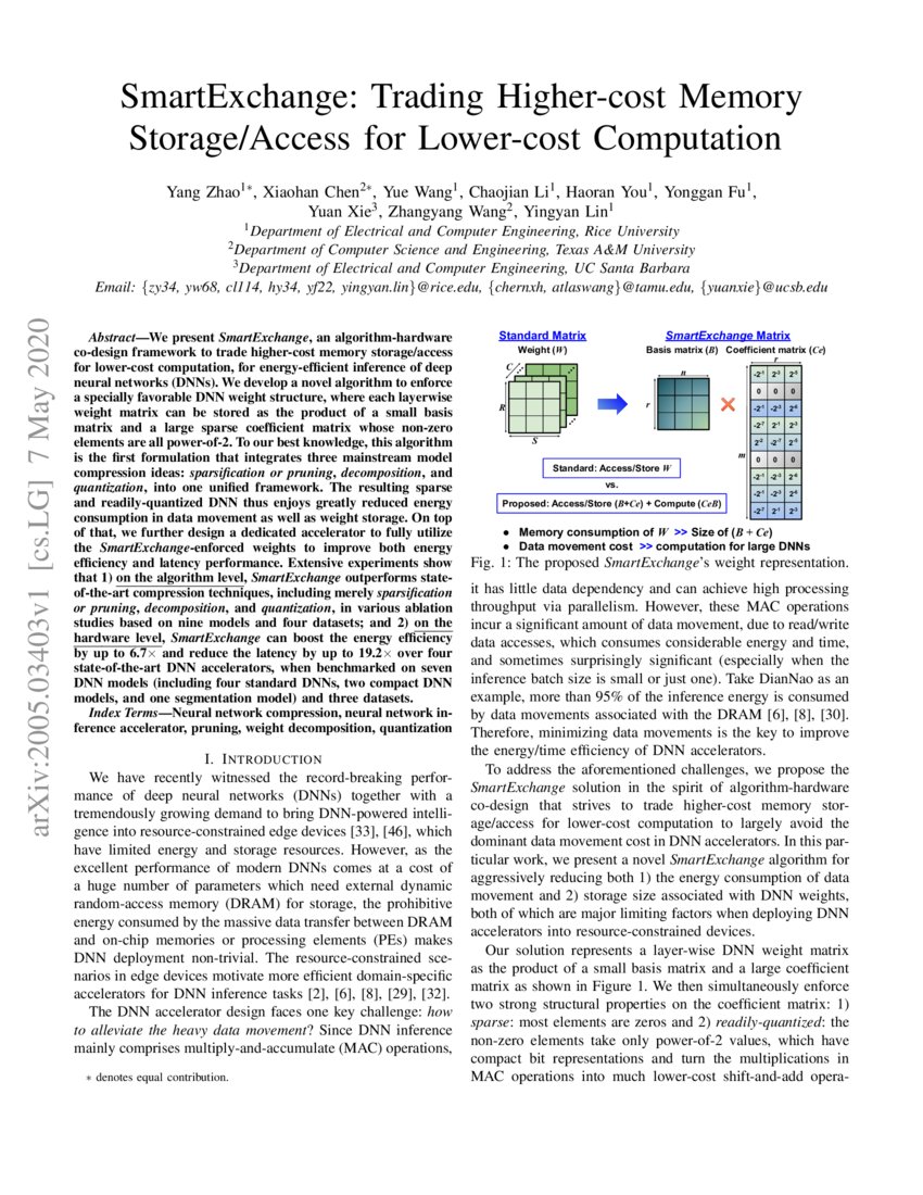 SmartExchange: Trading Higher-cost Memory Storage/Access for Lower-cost ...