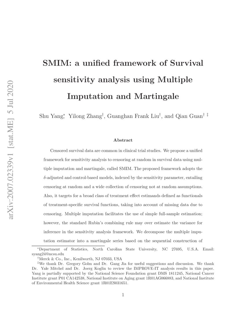 SMIM: a unified framework of Survival sensitivity analysis using Multiple Imputation and ...