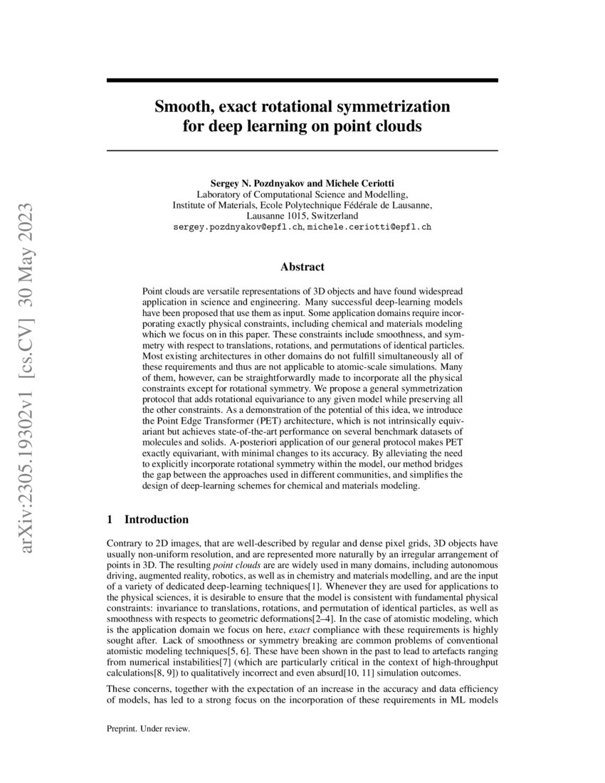 Smooth Exact Rotational Symmetrization For Deep Learning On Point Clouds Deepai
