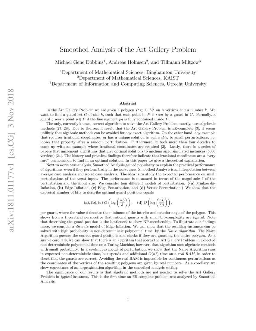Smoothed Analysis of the Art Gallery Problem | DeepAI