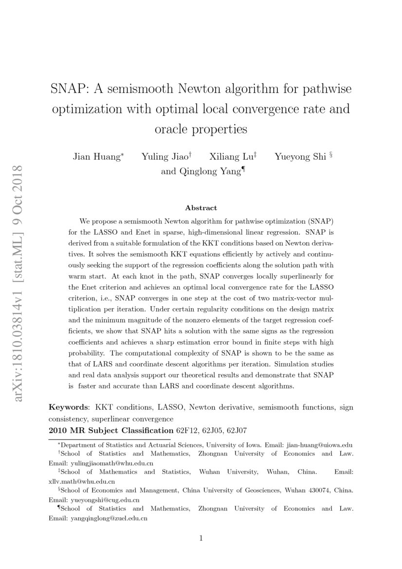 Snap A Semismooth Newton Algorithm For Pathwise Optimization With Optimal Local Convergence 8232