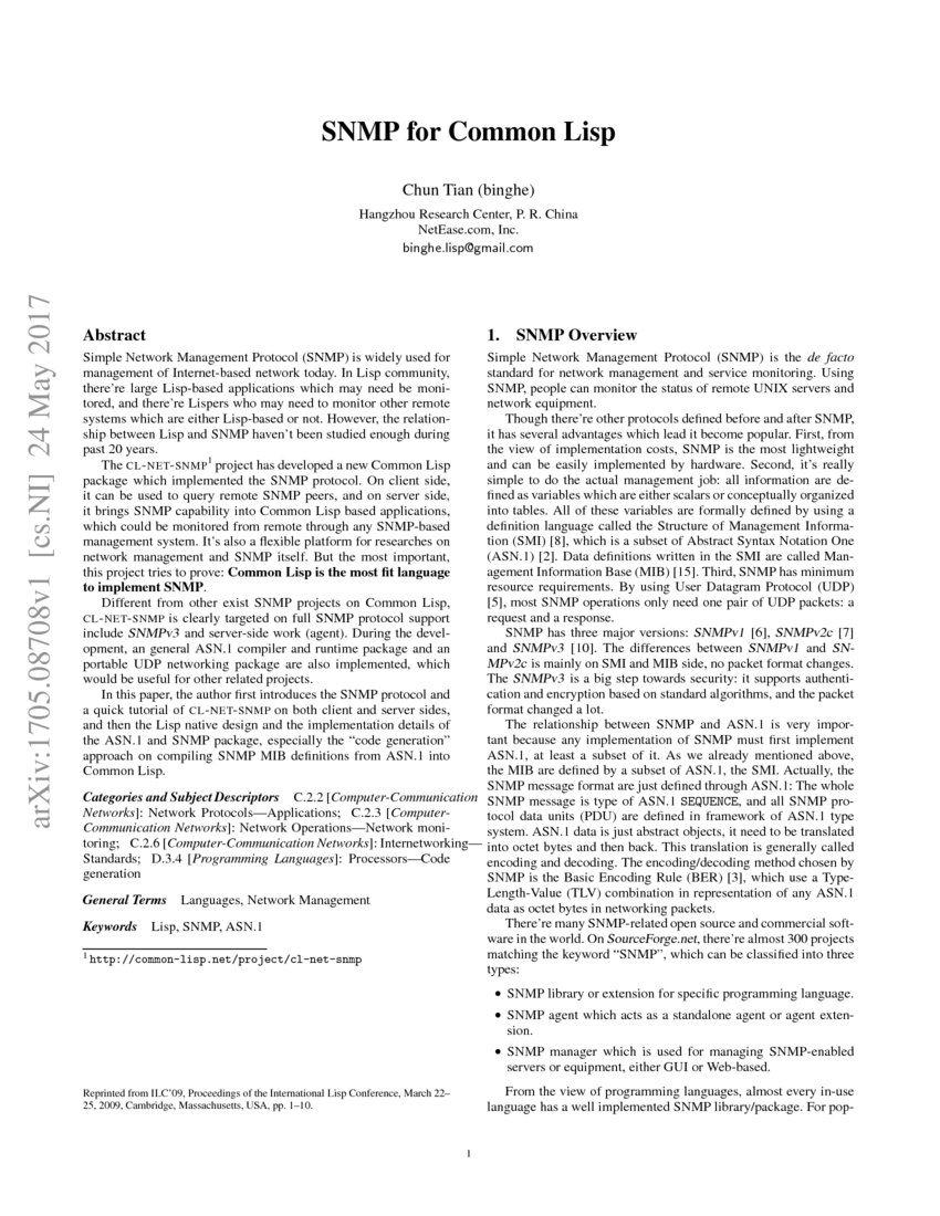SNMP for Common Lisp | DeepAI