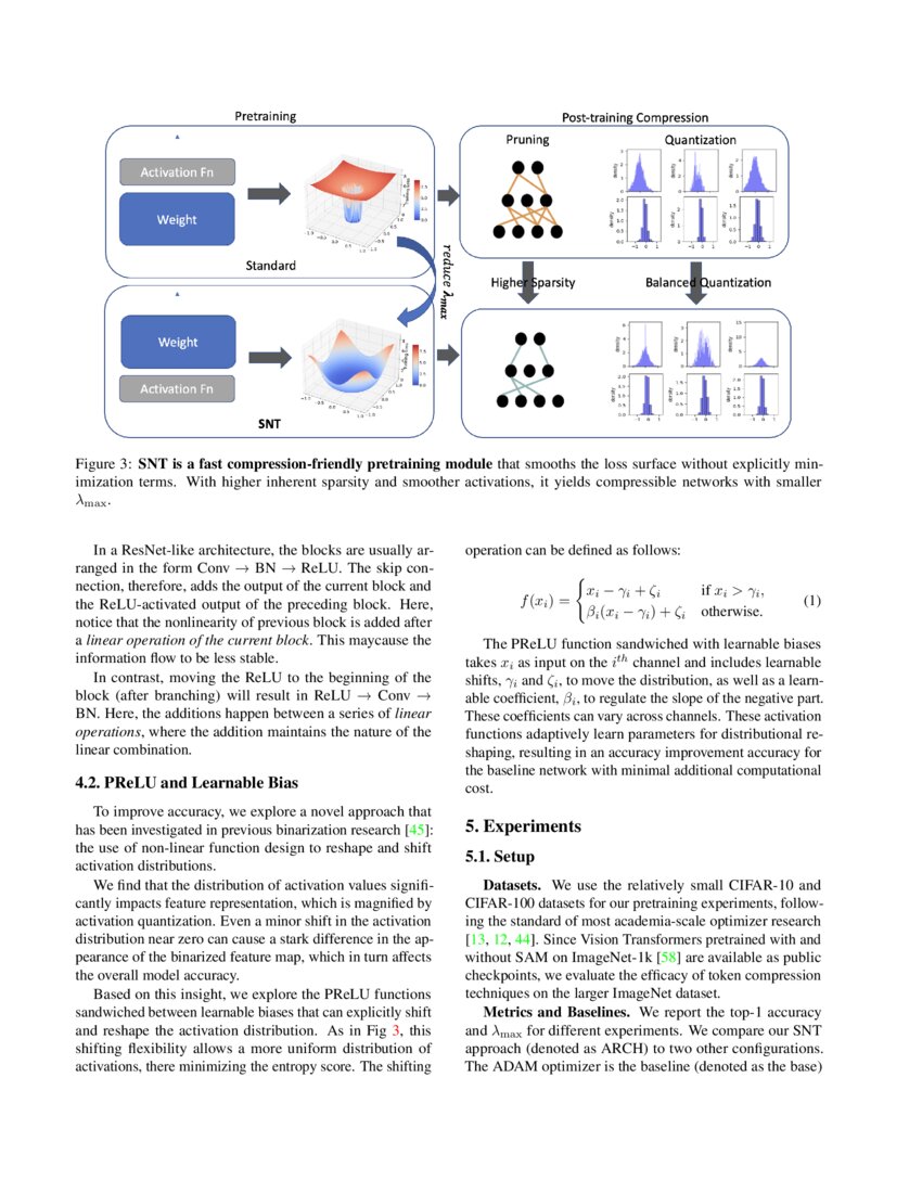 SNT: Sharpness-Minimizing Network Transformation for Fast Compression-friendly Pretraining | DeepAI