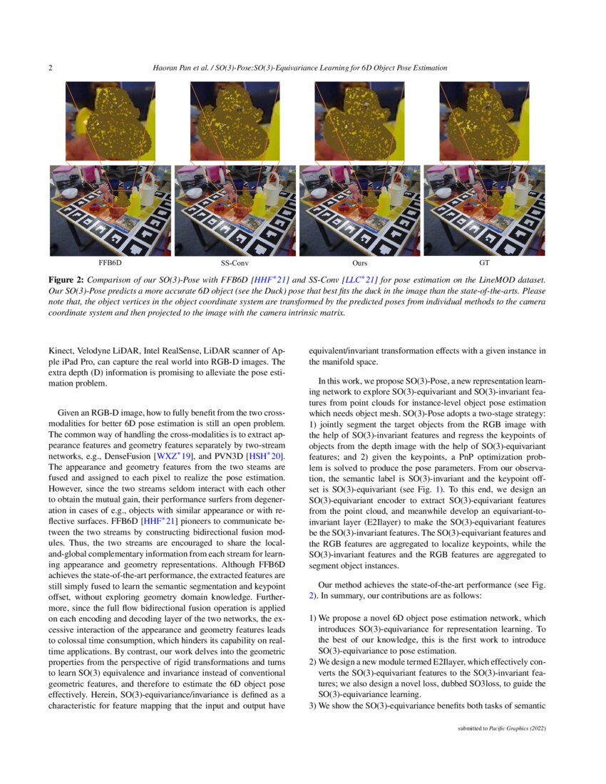 So 3 Pose So 3 Equivariance Learning For 6d Object Pose Estimation Deepai