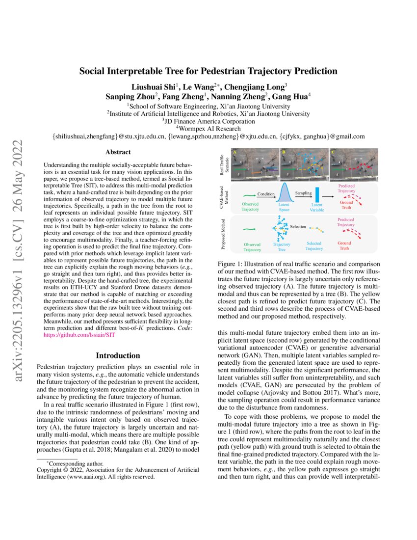 Social Interpretable Tree for Pedestrian Trajectory Prediction | DeepAI