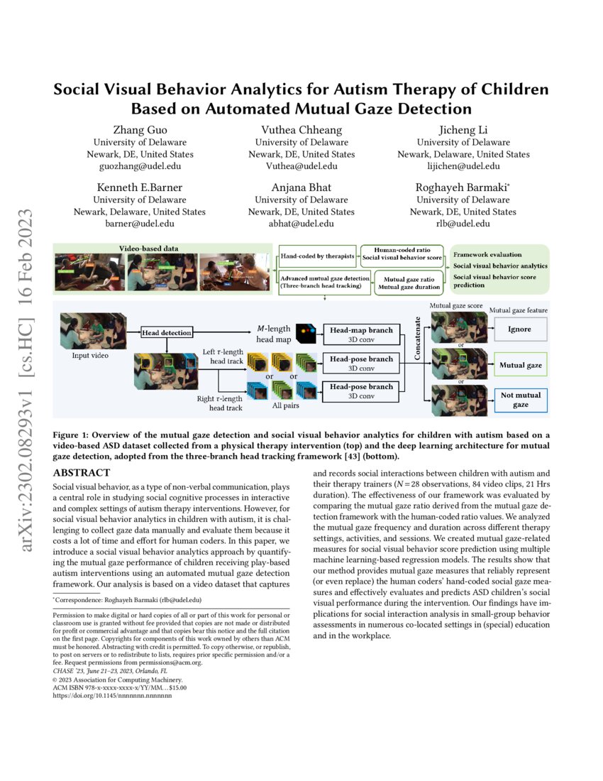 Social Visual Behavior Analytics for Autism Therapy of Children Based on Automated Mutual Gaze ...