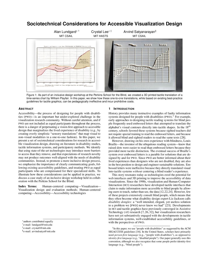 Sociotechnical Considerations for Accessible Visualization Design | DeepAI