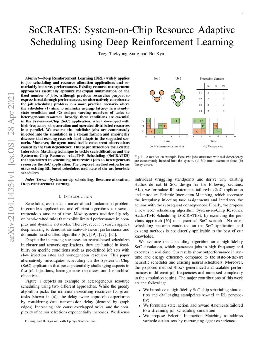 SoCRATES: System-on-Chip Resource Adaptive Scheduling using Deep ...