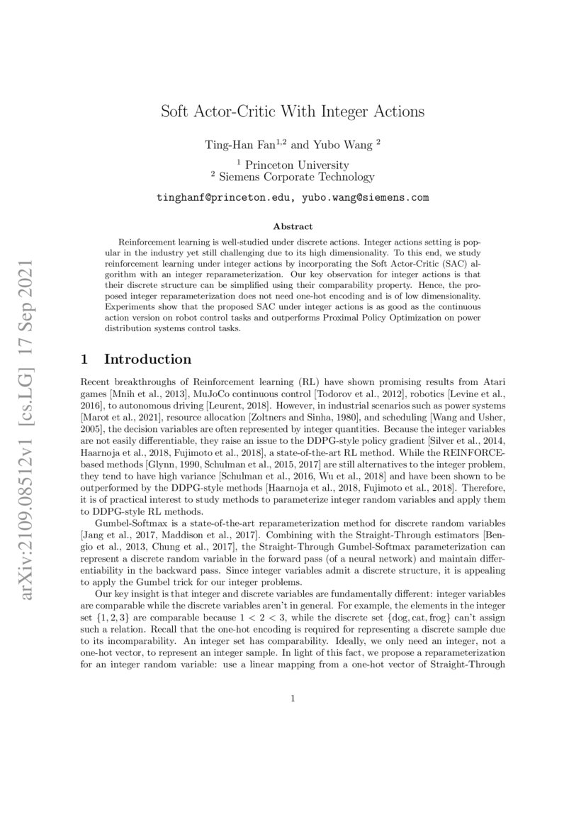 Soft Actor-Critic With Integer Actions | DeepAI