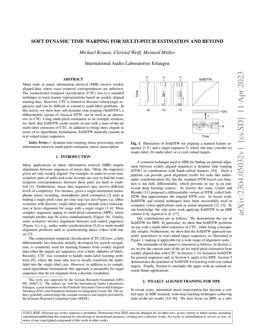 Soft Dynamic Time Warping For Multi Pitch Estimation And Beyond Deepai