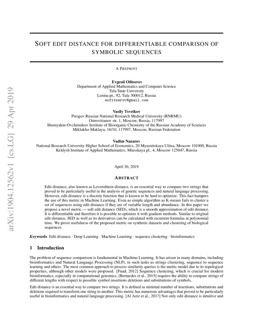 Soft edit distance for differentiable comparison of symbolic sequences | DeepAI