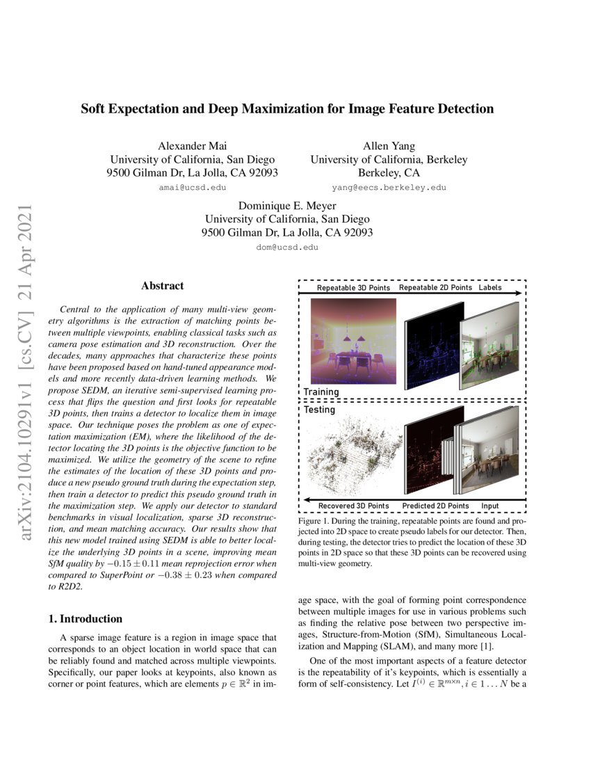 Soft Expectation and Deep Maximization for Image Feature Detection | DeepAI