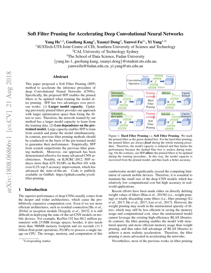 Soft Filter Pruning For Accelerating Deep Convolutional Neural Networks Deepai