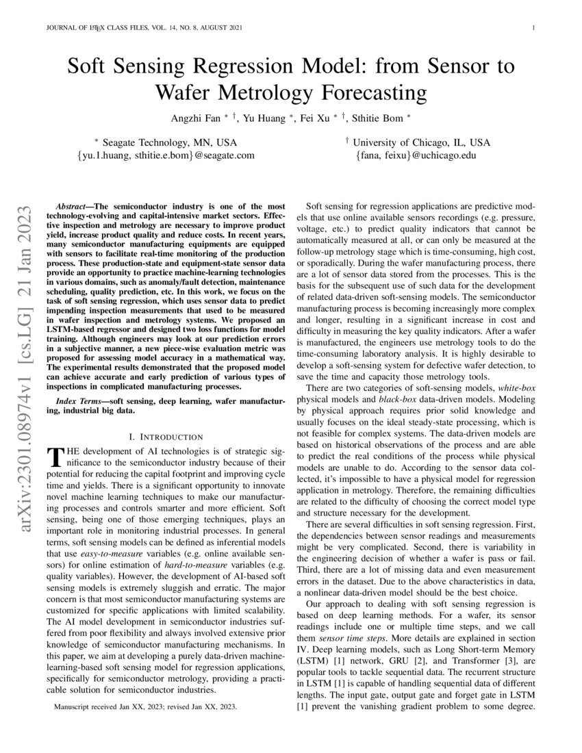 Soft Sensing Regression Model From Sensor To Wafer Metrology 7156