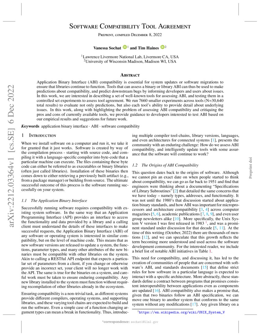 Binary-level Software Compatibility Tool Agreement | DeepAI