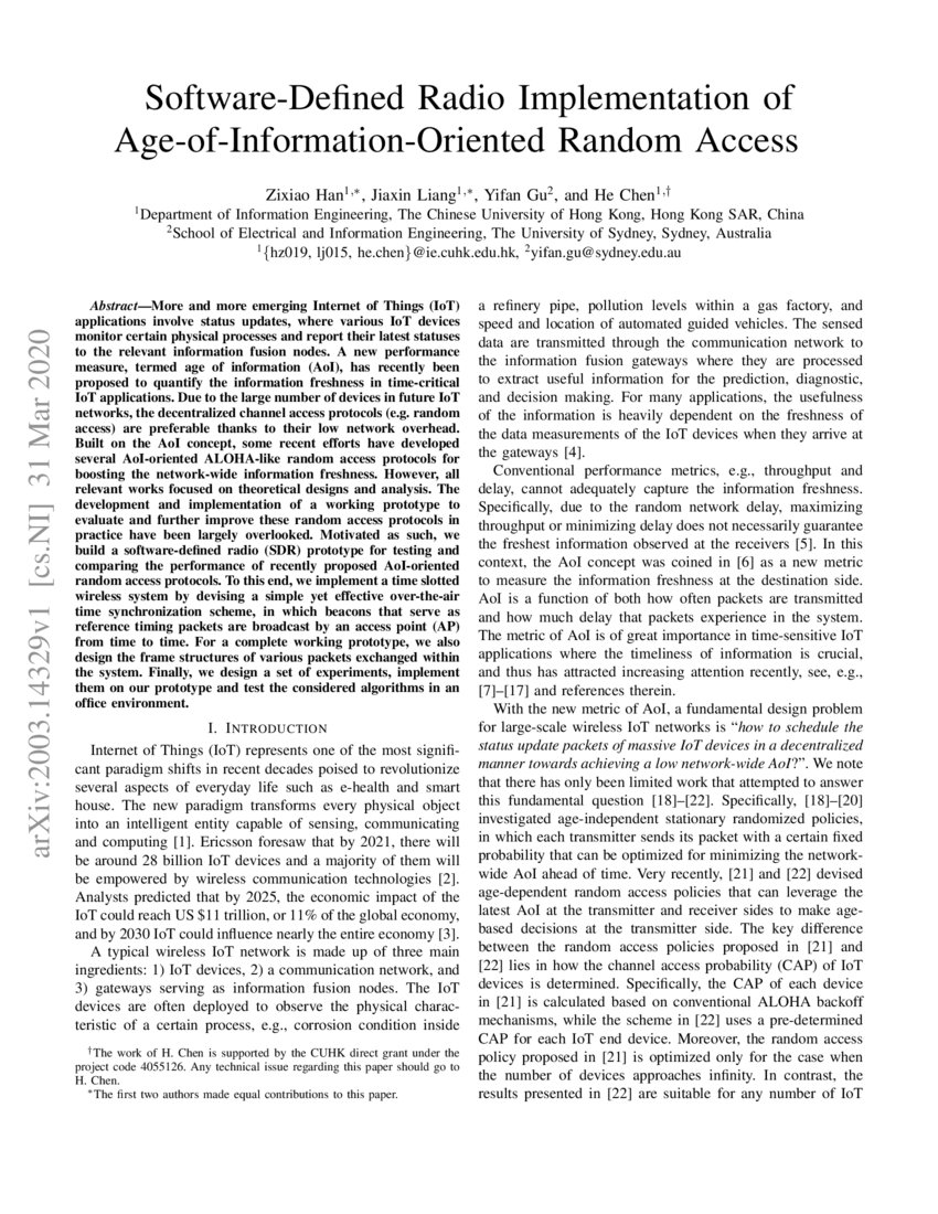 Software Defined Radio Implementation Of Age Of Information Oriented Random Access Deepai 3537