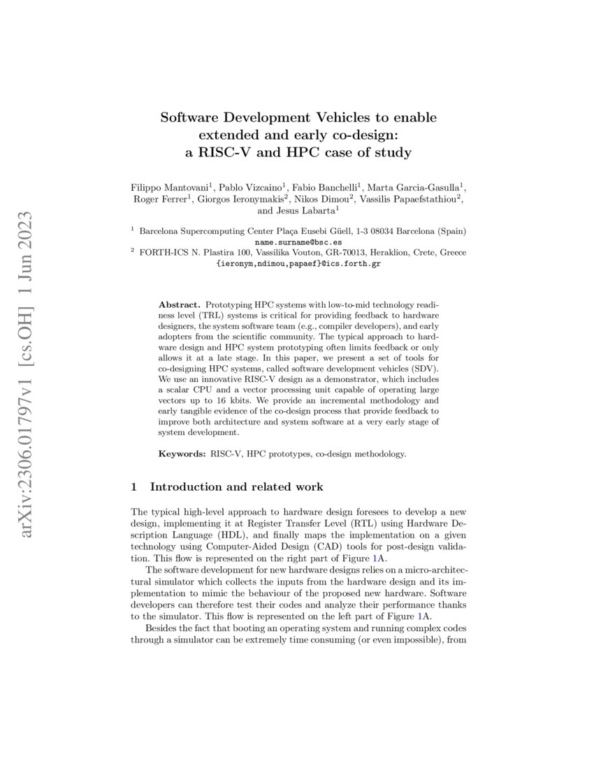 Software Development Vehicles To Enable Extended And Early Co Design A