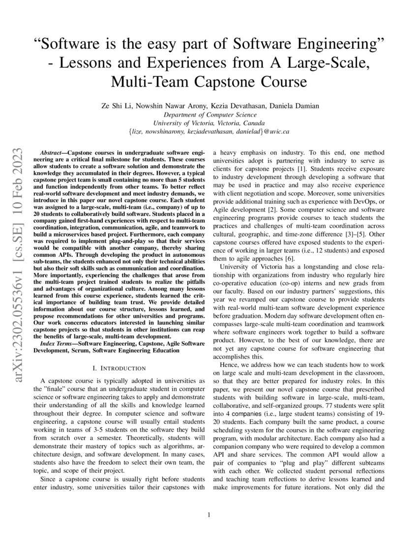 "Software is the easy part of Software Engineering" – Lessons and Experiences from A Large-Scale ...