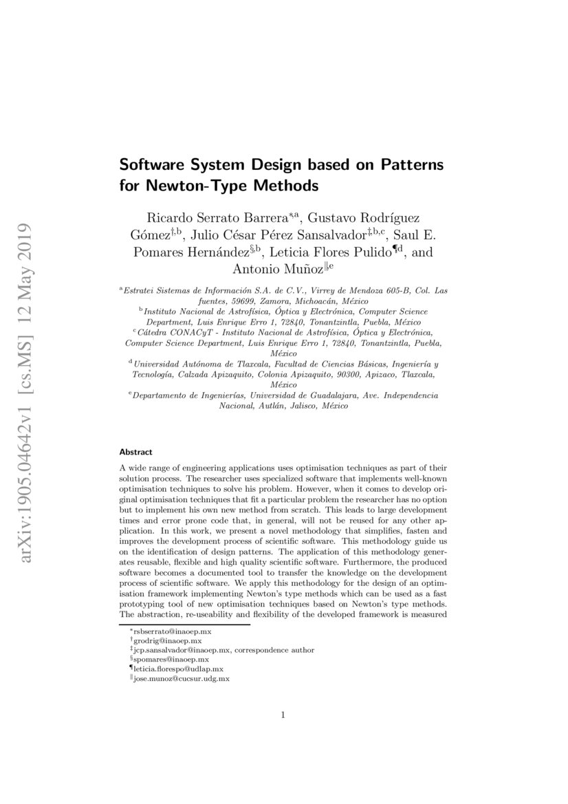 Software System Design based on Patterns for Newton-Type Methods | DeepAI