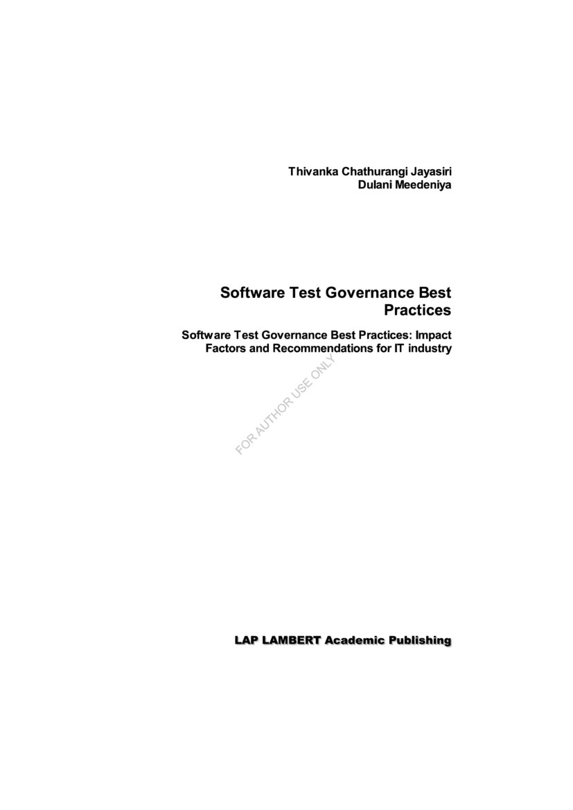 Software Test Governance Best Practices: Impact Factors and ...
