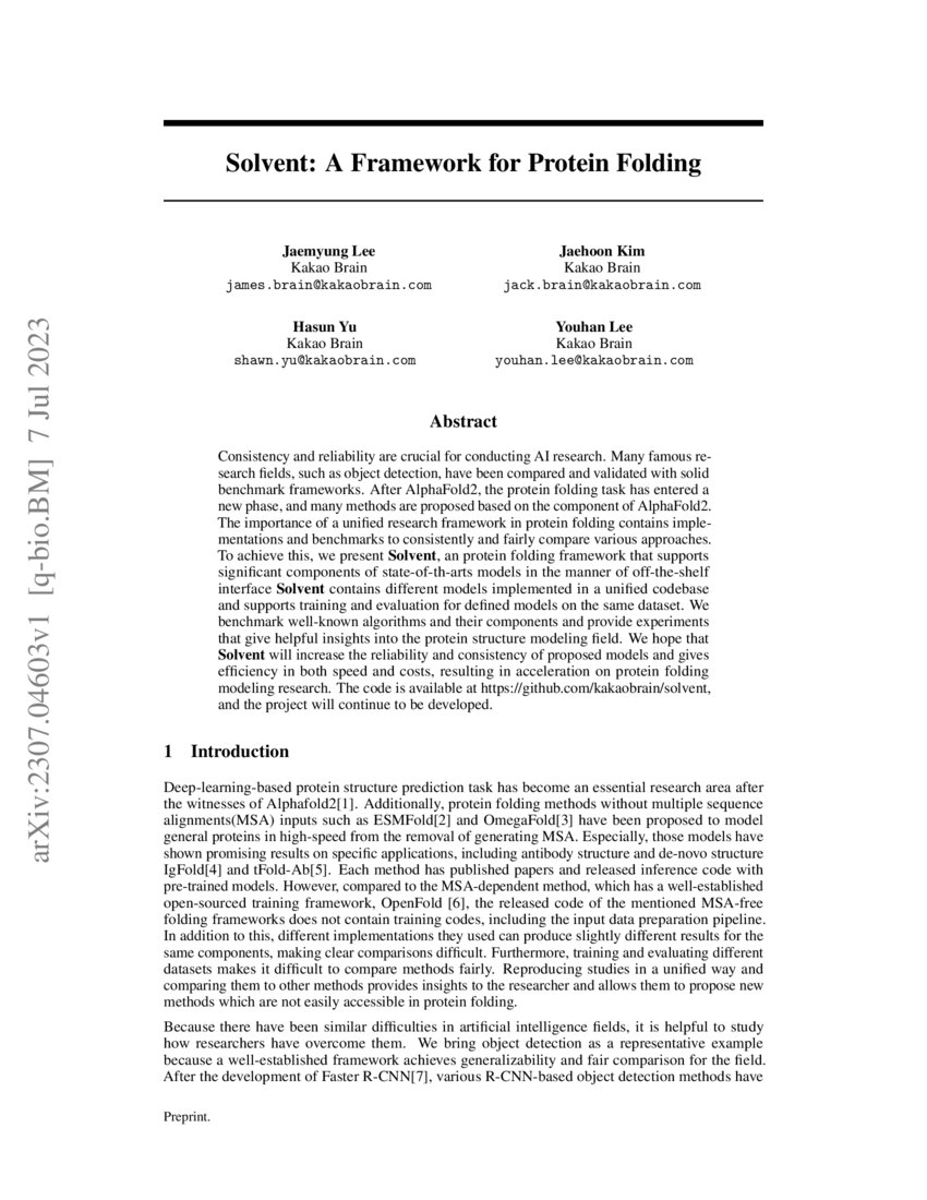 Solvent: A Framework for Protein Folding | DeepAI