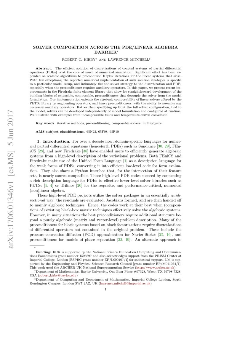 Solver composition across the PDE/linear algebra barrier | DeepAI