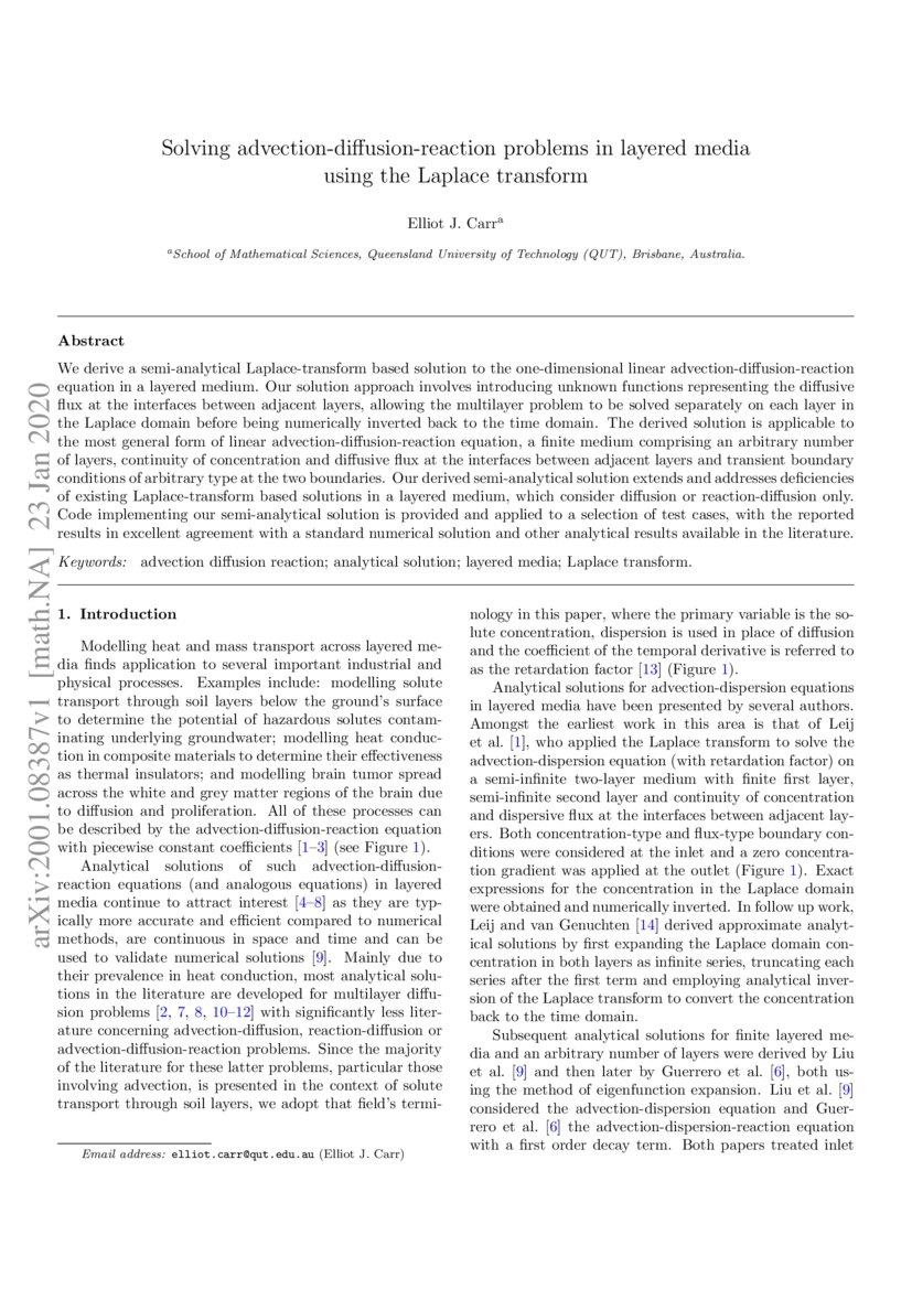 Solving Advection Diffusion Reaction Problems In Layered Media Using 7307