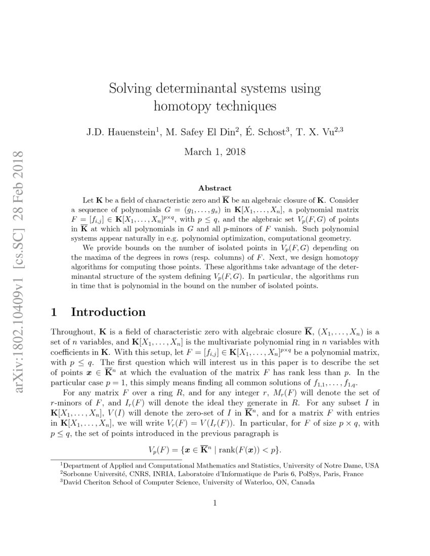 Solving Determinantal Systems Using Homotopy Techniques Deepai