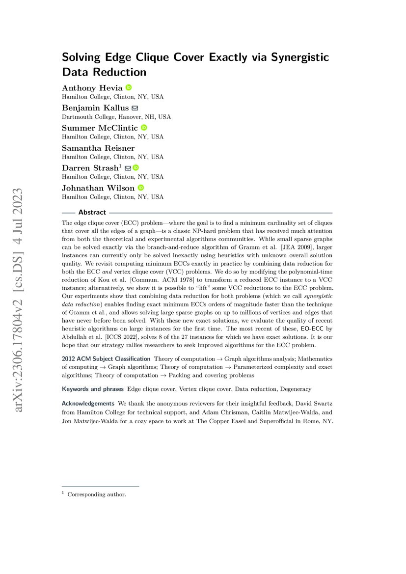 Solving Edge Clique Cover Exactly via Synergistic Data Reduction | DeepAI