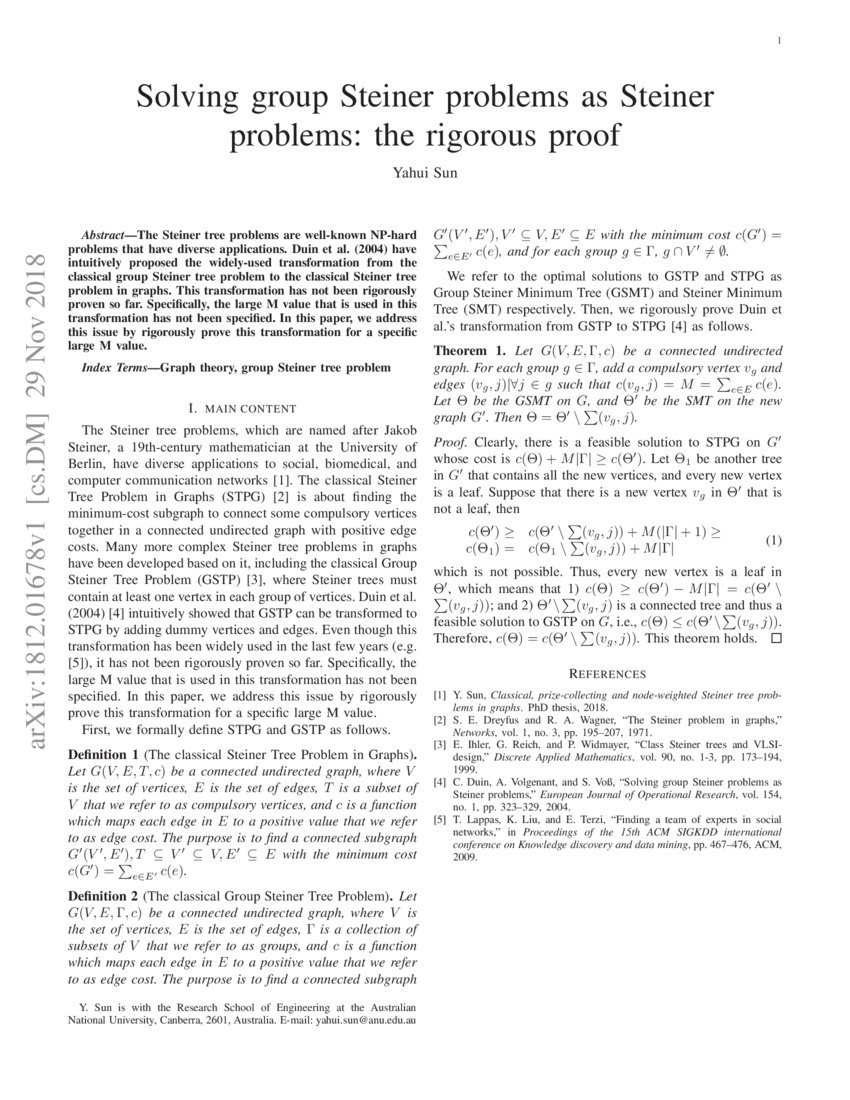 Solving Group Steiner Problems As Steiner Problems The Rigorous Proof