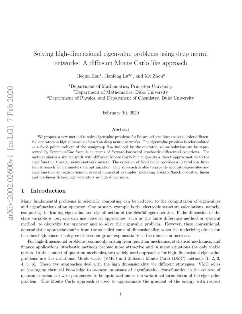 Solving high-dimensional eigenvalue problems using deep neural networks: A diffusion Monte Carlo ...