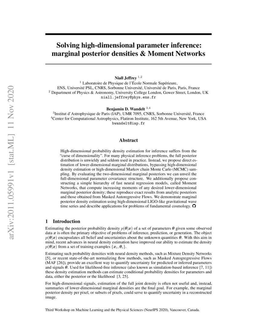 Solving high-dimensional parameter inference: marginal posterior ... Solving high-dimensional parameter inference: marginal posterior ...