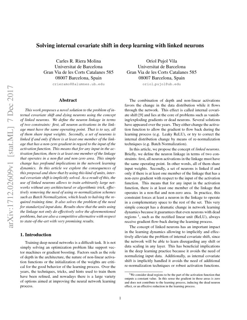 Solving Internal Covariate Shift In Deep Learning With Linked Neurons Deepai 