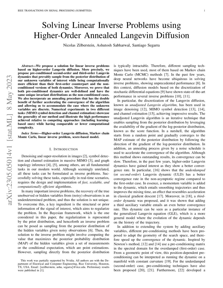 Solving Linear Inverse Problems Using Higher Order Annealed Langevin Diffusion Deepai