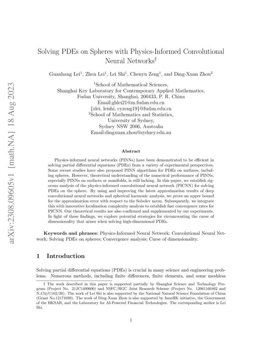 Solving Pdes On Spheres With Physics Informed Convolutional Neural Networks Deepai