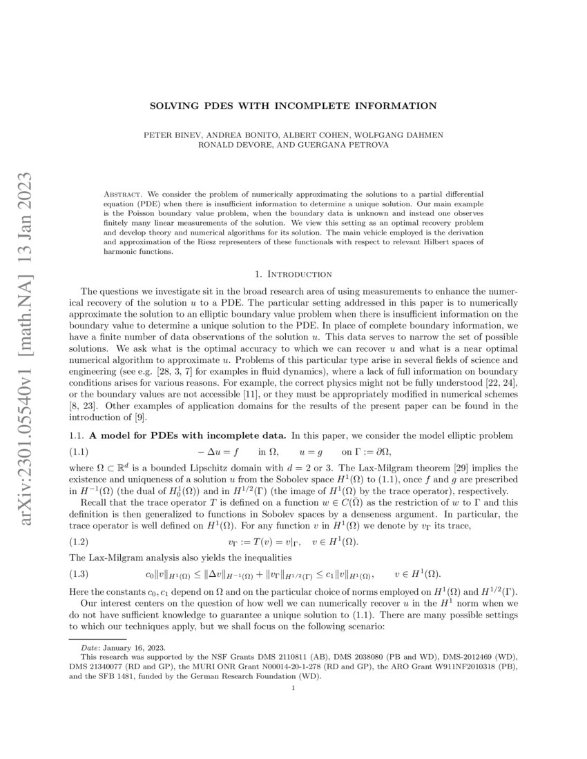 Solving PDEs with Incomplete Information | DeepAI Solving PDEs with Incomplete Information | DeepAI