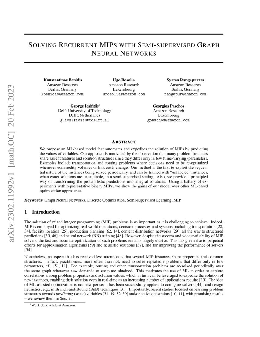 Solving Recurrent Mips With Semi Supervised Graph Neural Networks Deepai 