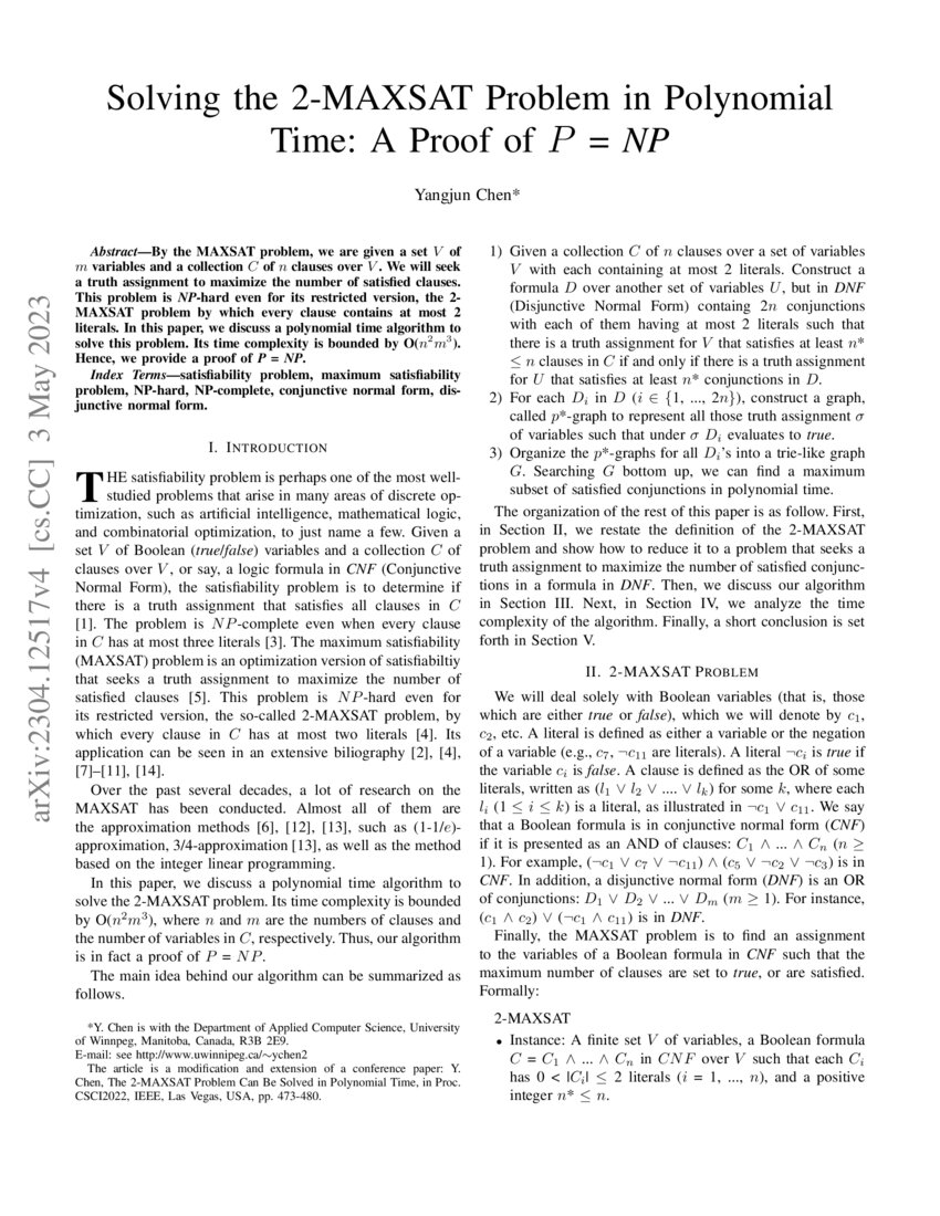 The 2-MAXSAT Problem Can Be Solved in Polynomial Time | DeepAI