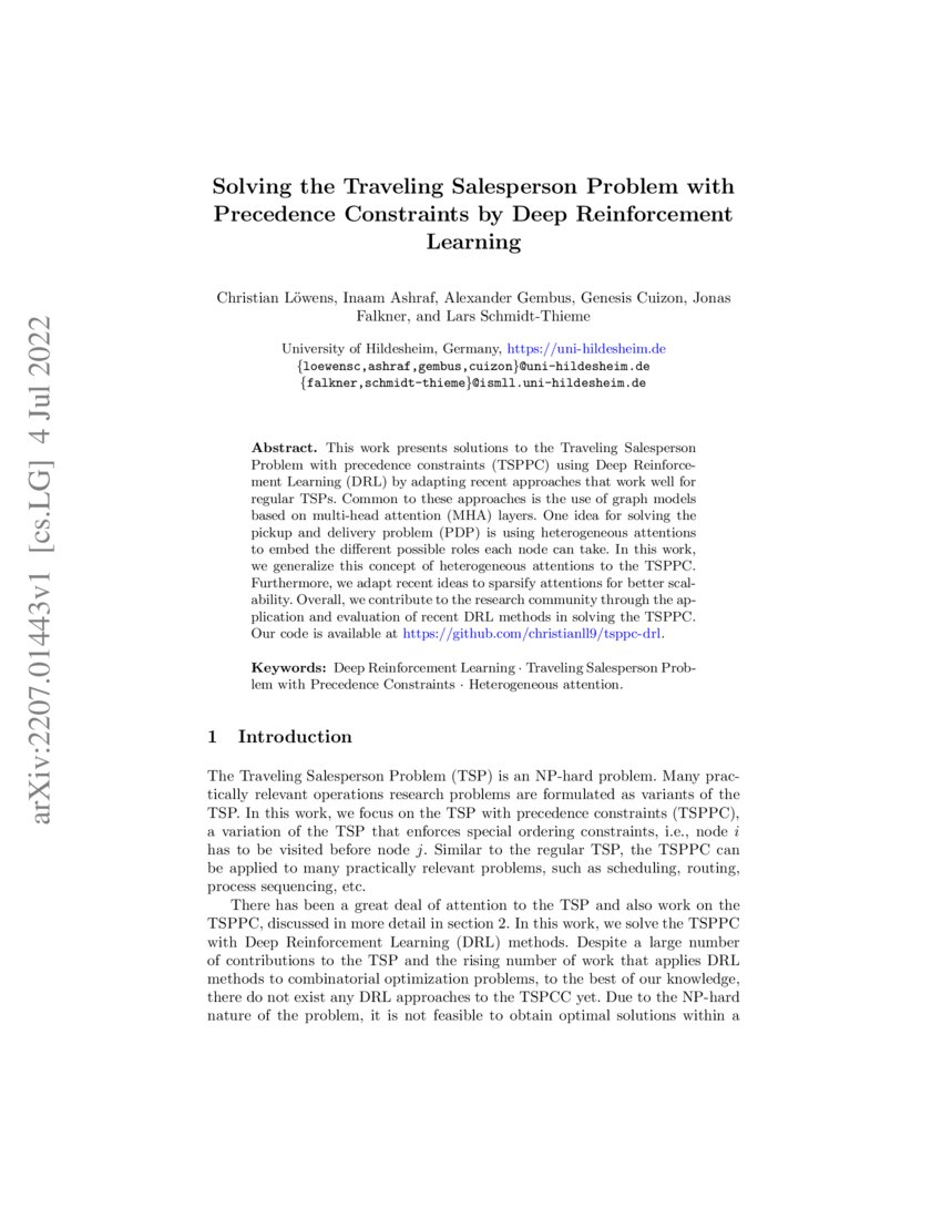 Solving the Traveling Salesperson Problem with Precedence Constraints ...