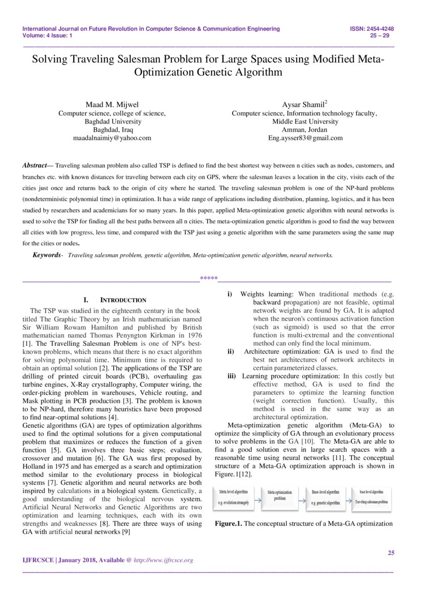 Solving Traveling Salesman Problem For Large Spaces Using Modified Meta