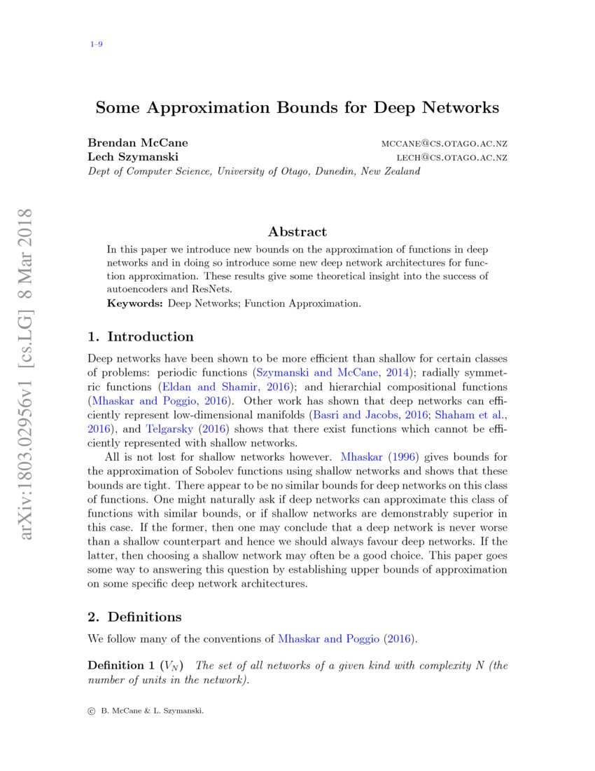 Some Approximation Bounds for Deep Networks | DeepAI