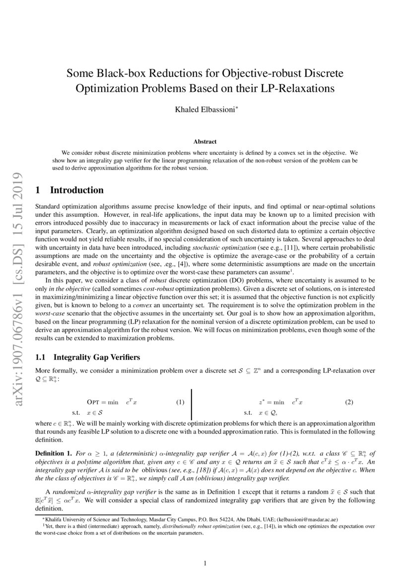 Some Black Box Reductions For Objective Robust Discrete Optimization Problems Based On Their Lp